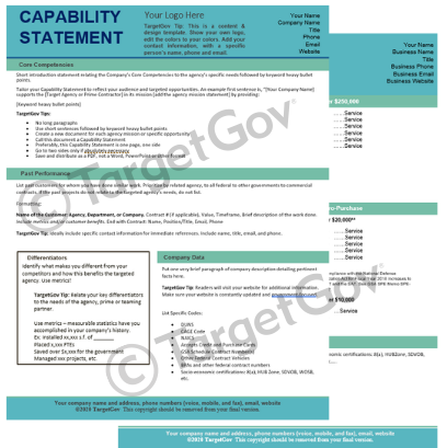 Capability Statement Template Bundle 2 TargetGov
